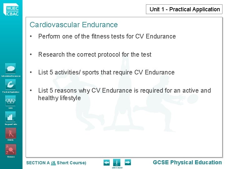 UNIT 1 Information Cardiovascular Endurance Ability to maintain