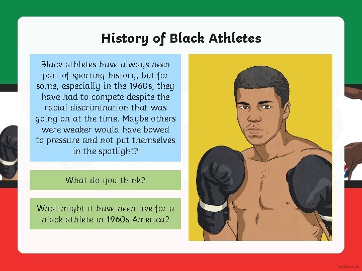 History of Black Athletes Black athletes have always
