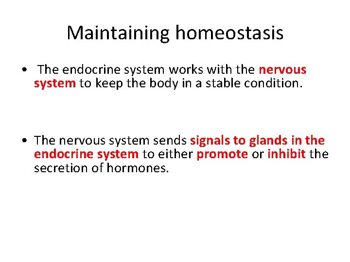 Activity 2 Feedback Mechanisms Maintaining homeostasis The endocrine