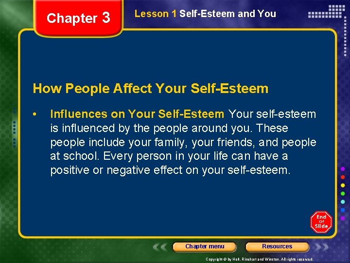 Chapter 3 Lesson 1 SelfEsteem and You Bellringer