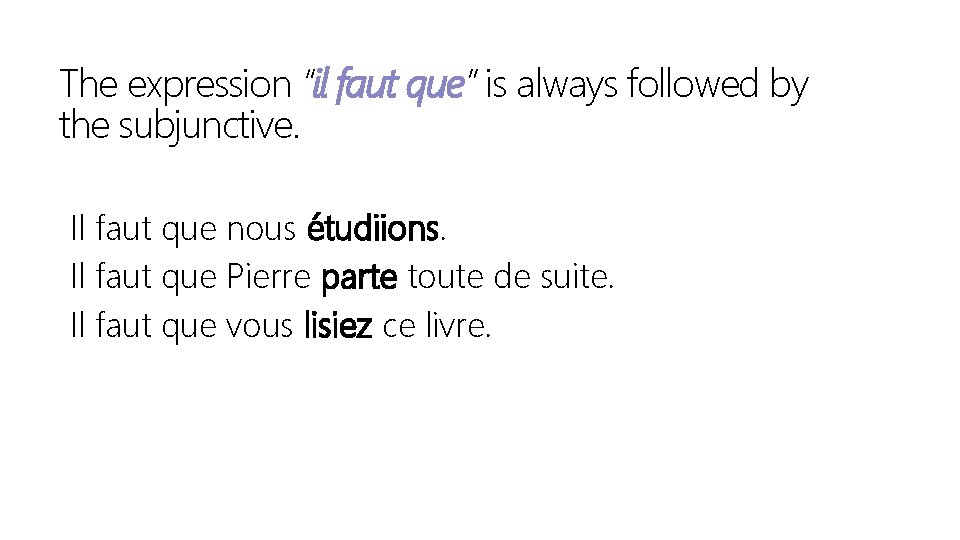 Le Subjonctif Verbes page 279 The verb tenses