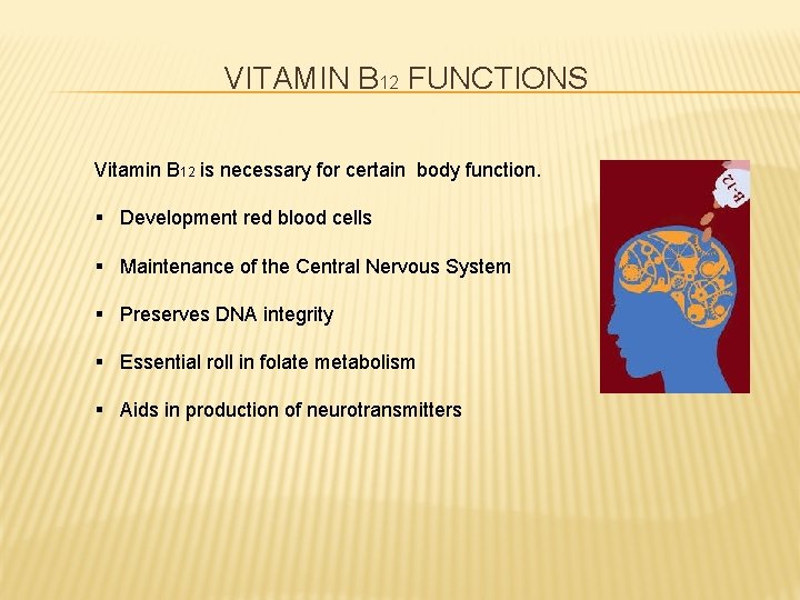BEWARE OF B 12 FUNCTIONS AND DEFICIENCIES Lola