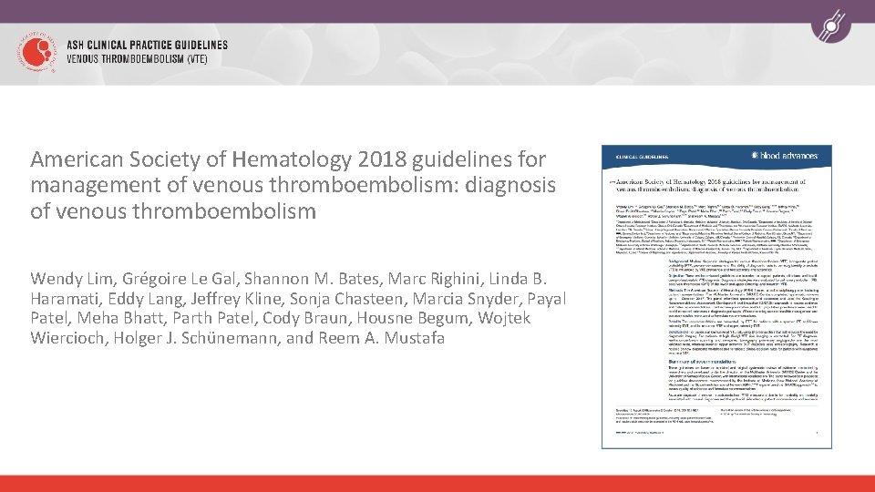 Diagnosis of Venous Thromboembolism An Educational Slide Set