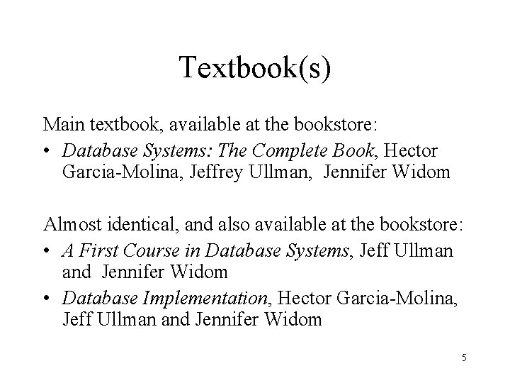 Introduction to Database Systems CSE 444 Lecture 1