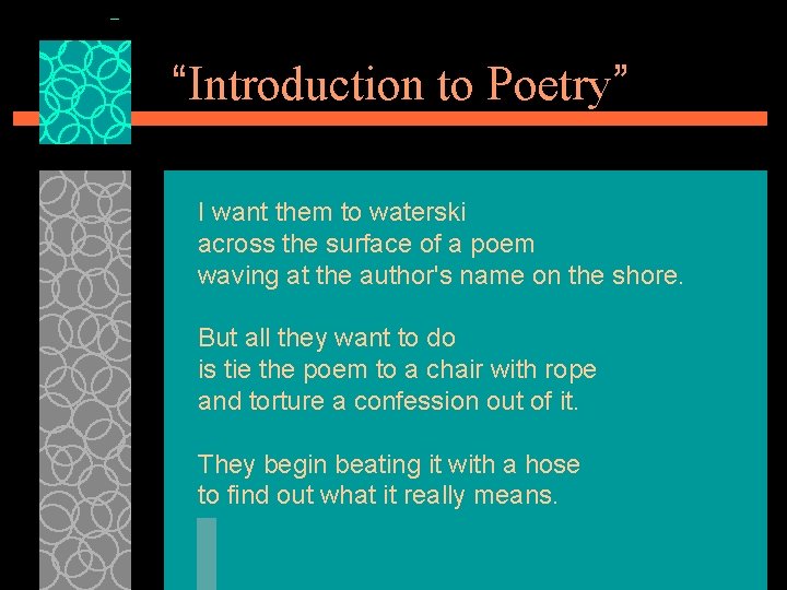 Introduction to Poetry Billy Collins Billy Collins u