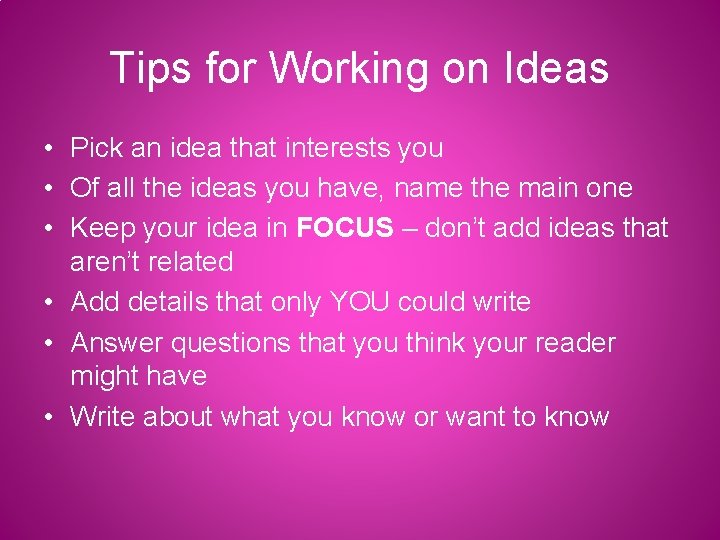 Writing Strategies IDEAS How artists use ideas Brainstorming