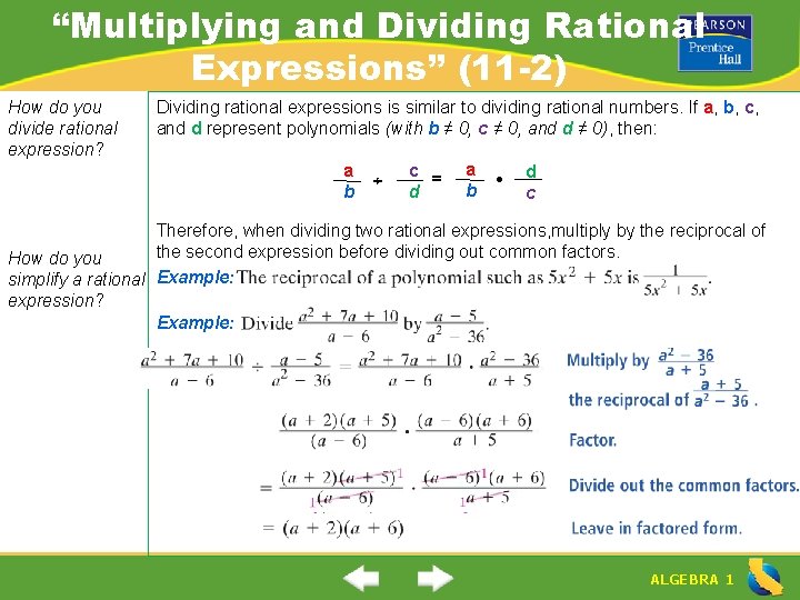 Lesson 11 2 WarmUp ALGEBRA 1 Multiplying and