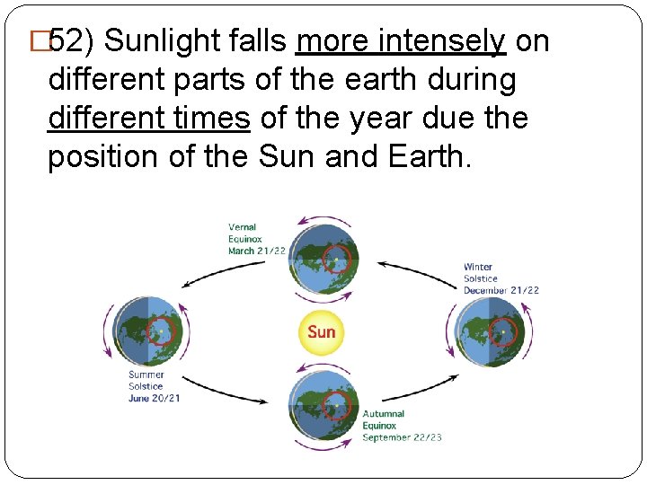 Seasons 49 Seasons are caused by the tilt