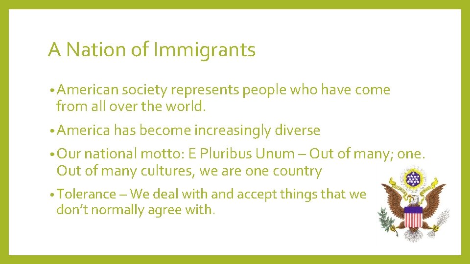 UNIT 1 Proud to be an American What