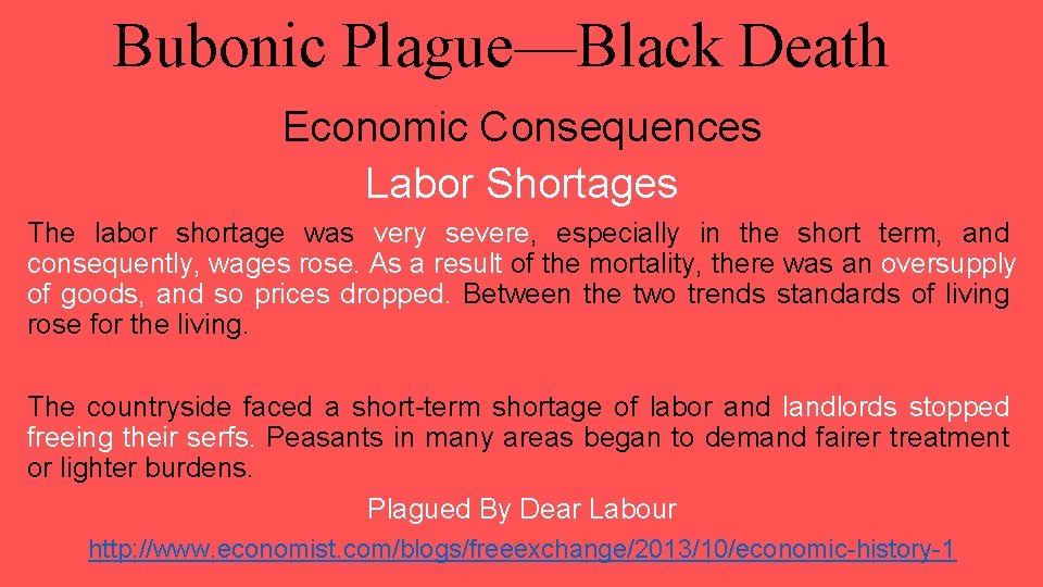 Social and Economic Consequences of the Bubonic Plague