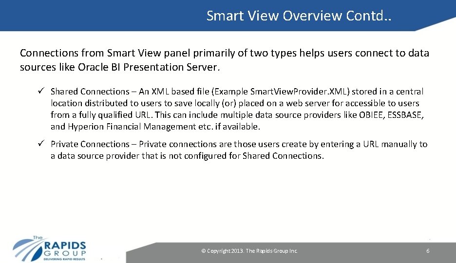 OBIEE MS Office Integration Smart View www therapidsgroup