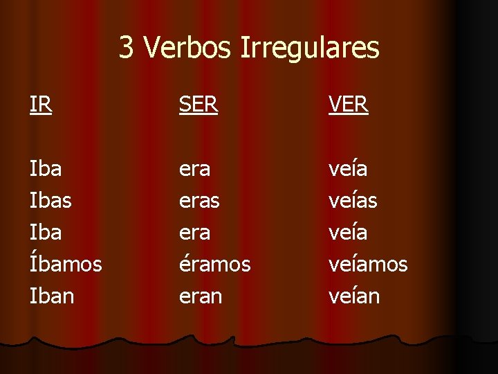 Imperfect Tense p 40 41 Conjugaciones de verbos