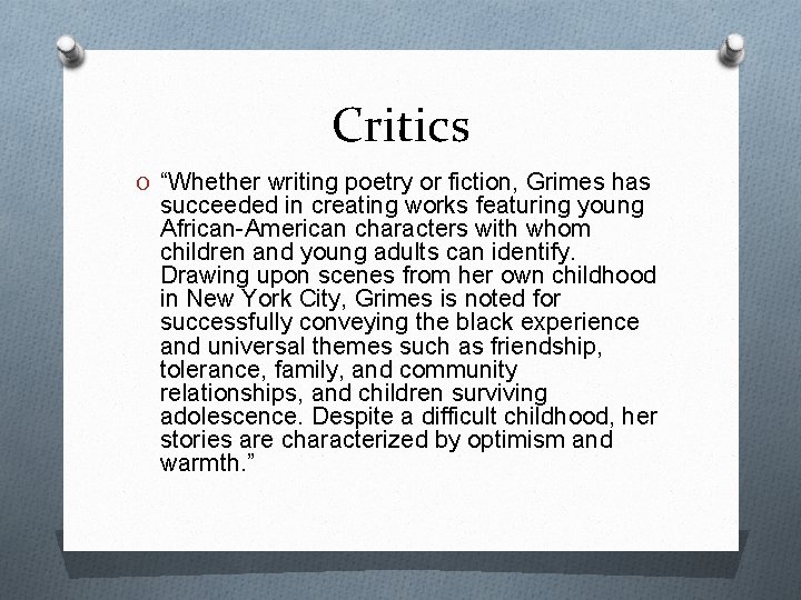 Meet Nikki Grimes Author poet and journalist Background