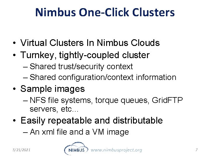 Nimbus Introduction Architecture Pierre Riteau Nimbus Project University
