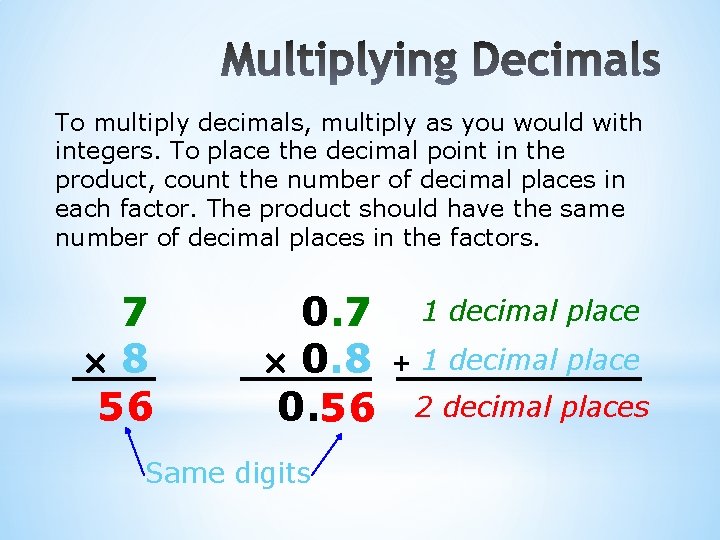Adding Subtracting and Multiplying Decimals 3 13 2