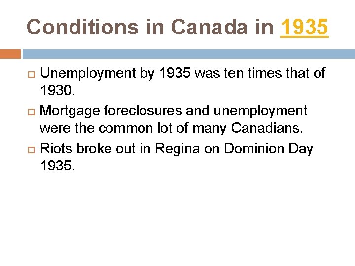 THE DEPRESSION CONTINUED The Bennett New Deal Review