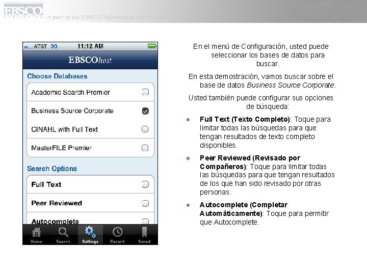 Aplicacion i Phone para EBSCOhost Tutorial support ebsco