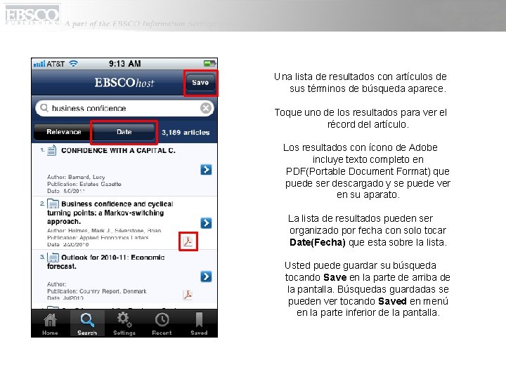 Aplicacion i Phone para EBSCOhost Tutorial support ebsco