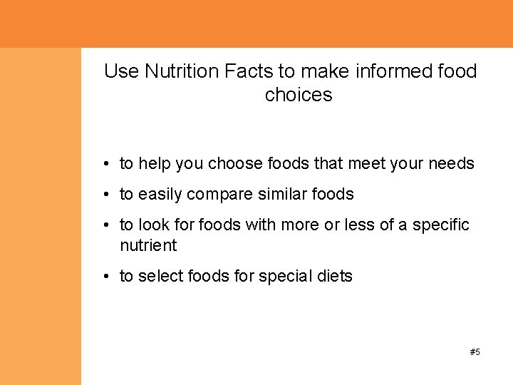 Nutrition information on food labels Core Unit Nutrition