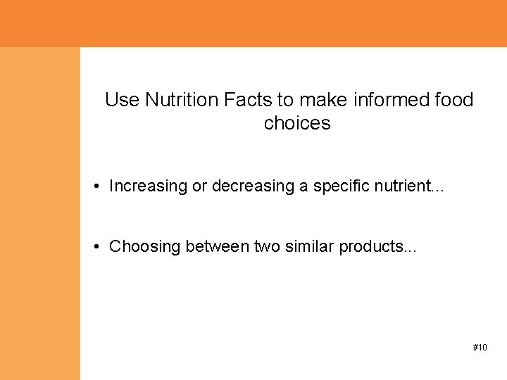 Nutrition information on food labels Core Unit Nutrition