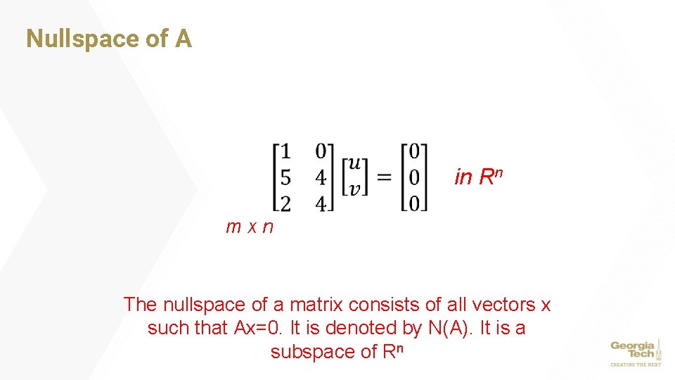 Linear Algebra Refresher II Ashutosh Dhekne CS 8803