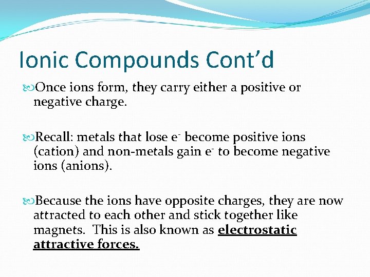 Chapter 2 Chemical Compounds and Bonding Section 2