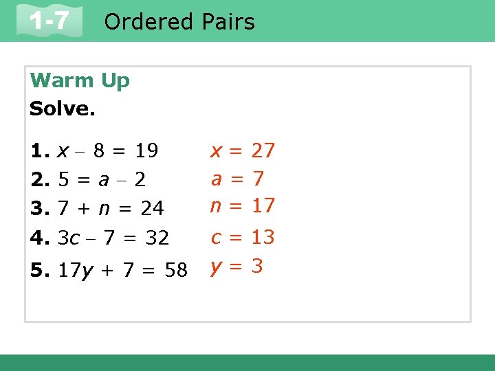 1 7 Ordered Pairs Chapter 1 Algebra Toolbox