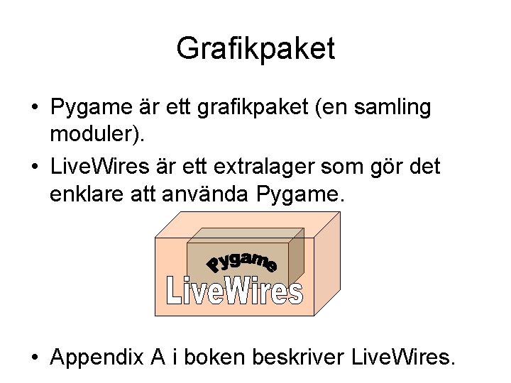 Frelsning 10 Spelprogrammering med bilder och ljud Grafikpaket