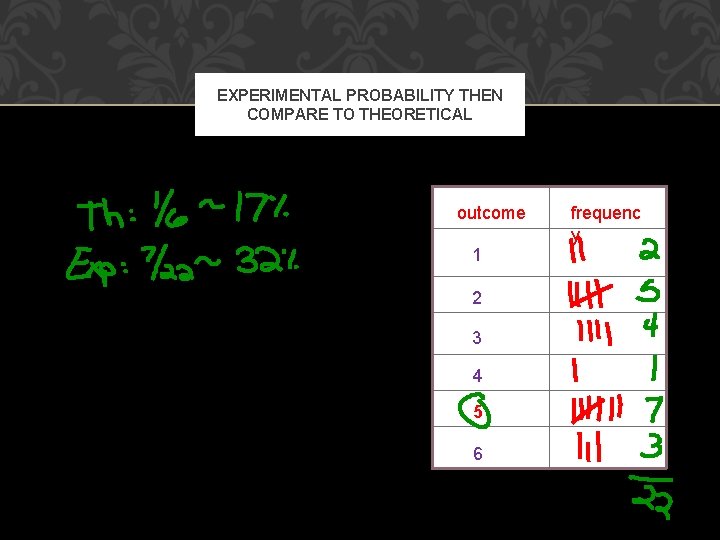 13 6 THEORETICALEXPERIMENTAL PROBABILITY Objective Students will learn