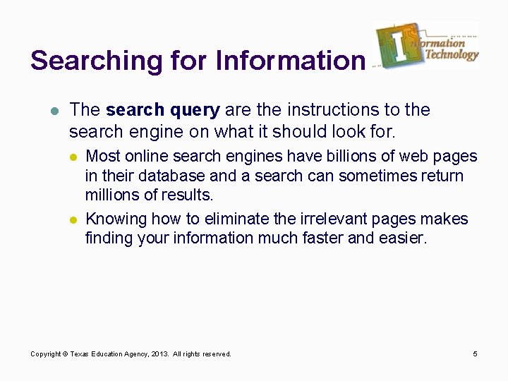 Web Technologies Using Online Search Tools to Locate