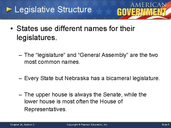 Chapter 24 Governing the States Section 2 Objectives