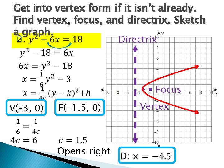 Learning Objective To graph parabolas To write equation