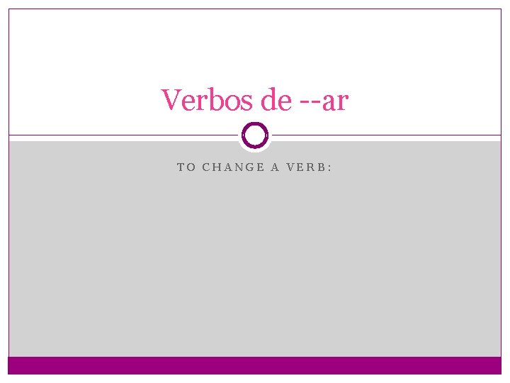 LOS VERBOS AR EN EL PRESENTE Los infinitivos