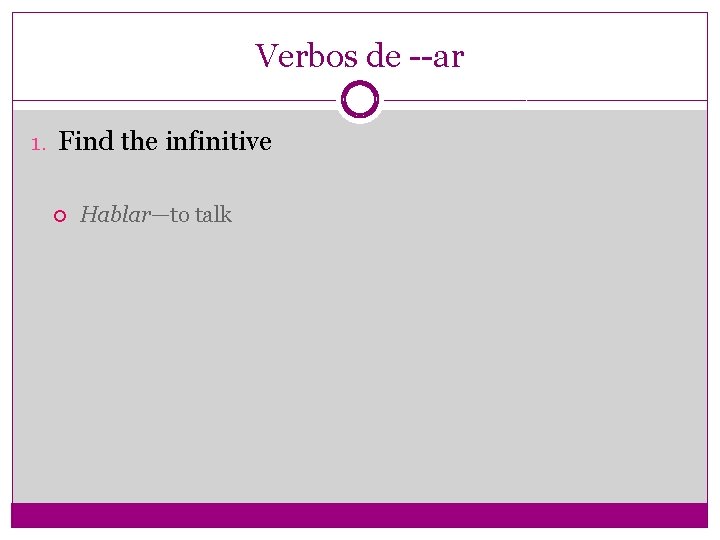 LOS VERBOS AR EN EL PRESENTE Los infinitivos