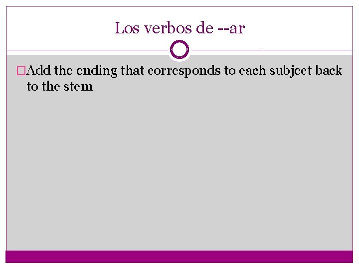 LOS VERBOS AR EN EL PRESENTE Los infinitivos