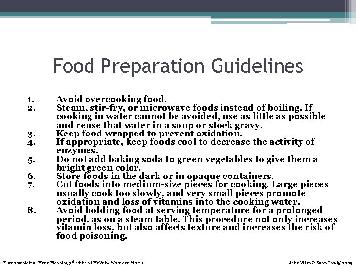 Chapter 3 Nutrition and Menu Planning Nutrition Basics