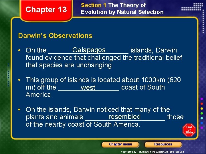 Chapter 13 Theory of Evolution Table of Contents