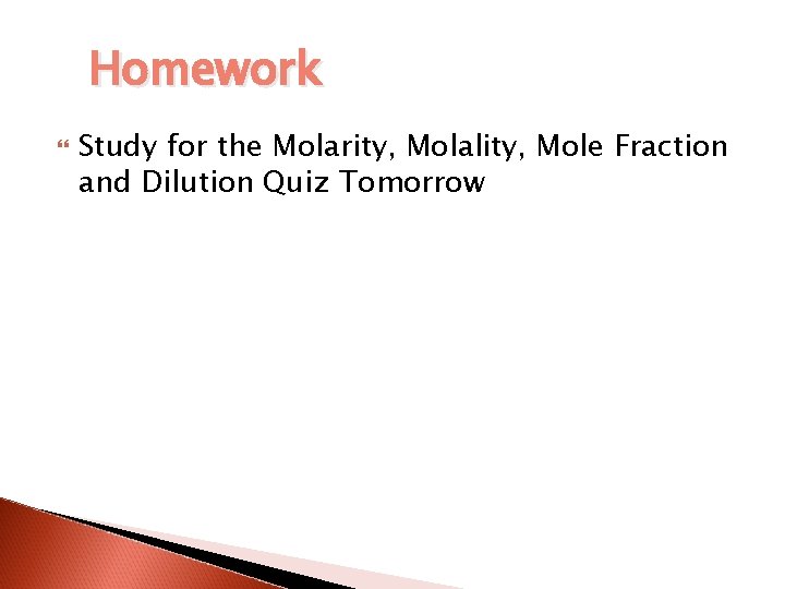 Concentration Calculation Review Solubility Curves Objective Today I