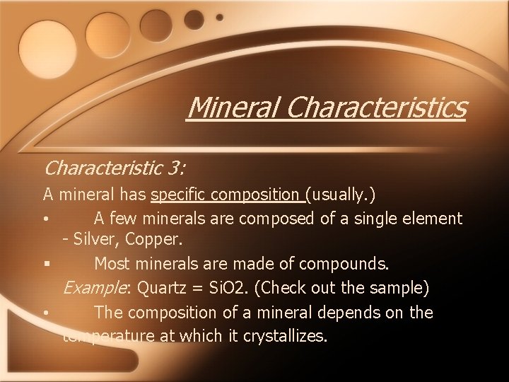 Table of Contents Title What is a Mineral