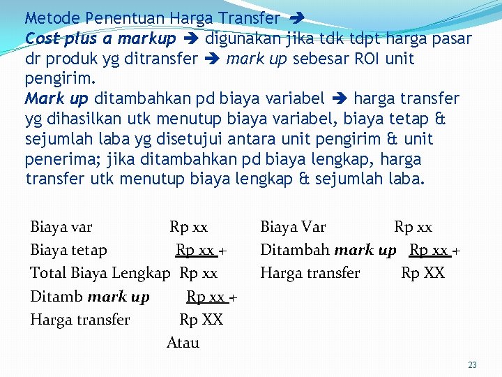 PUSAT PERTANGGUNGJAWABAN DAN PENENTUAN HARGA TRANSFER TRANSFER PRICING