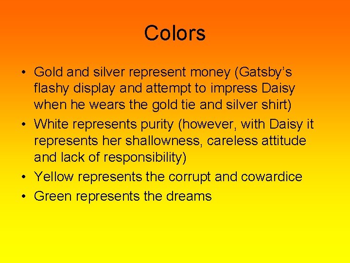 Symbolism in The Great Gatsby Cars It was