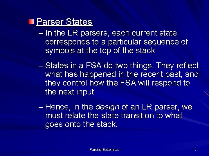 Parsing BottomUp LR Table Construction Parsing BottomUp 2