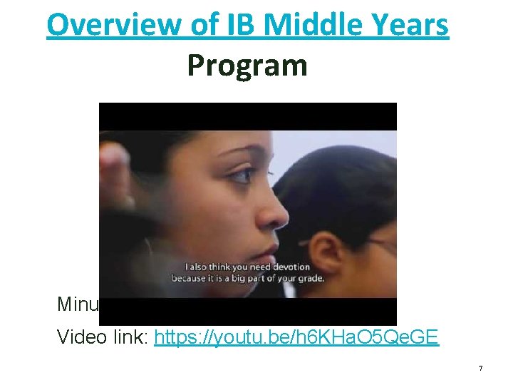 International Baccalaureate IB Middle Year Program Year 1