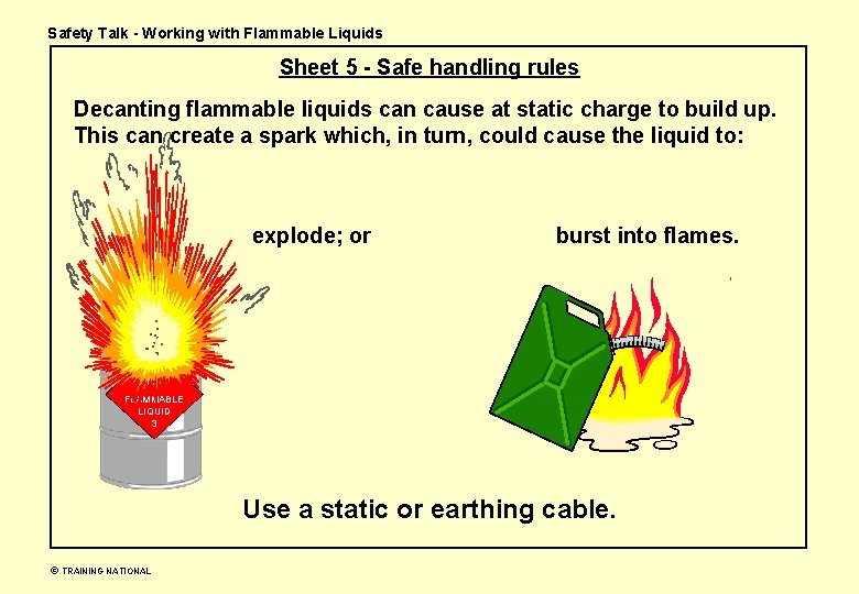 Safety Talk Working with Flammable Liquids Sheet 1