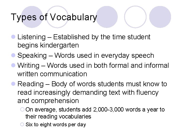 VOCABULARY DEVELOPMENT ACDV B 70 F Vocabulary Words