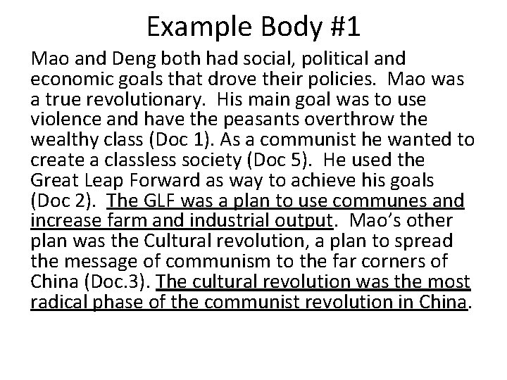 Mao Deng DBQ Mao Zedong vs Deng Xiaoping