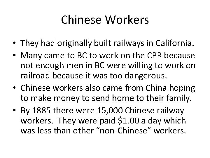 The Canadian Pacific Railway Building Chinese Workers and