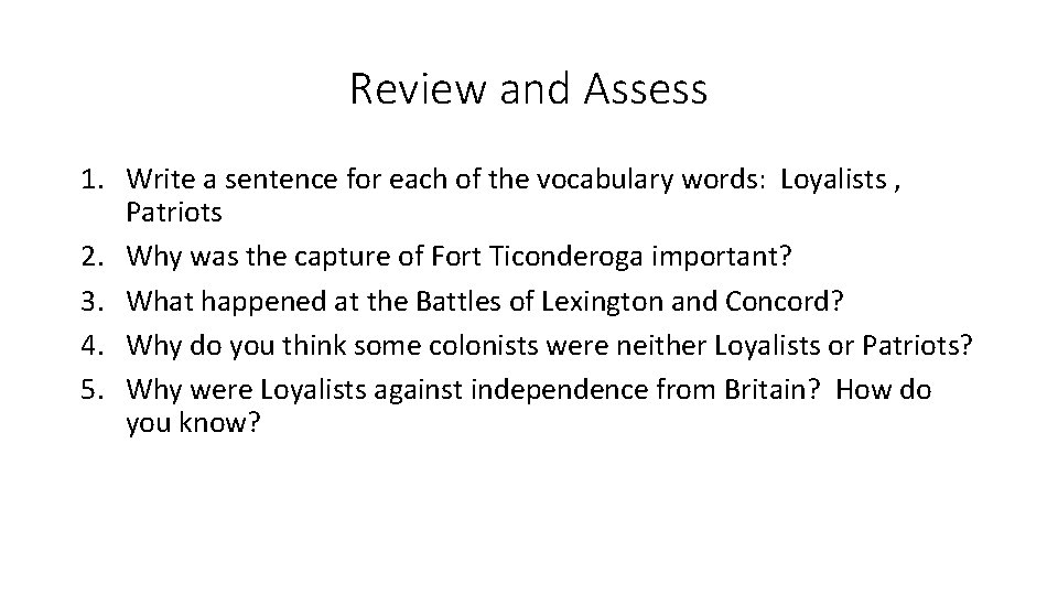 Chapter 9 Lesson 2 The Revolution Begins Building