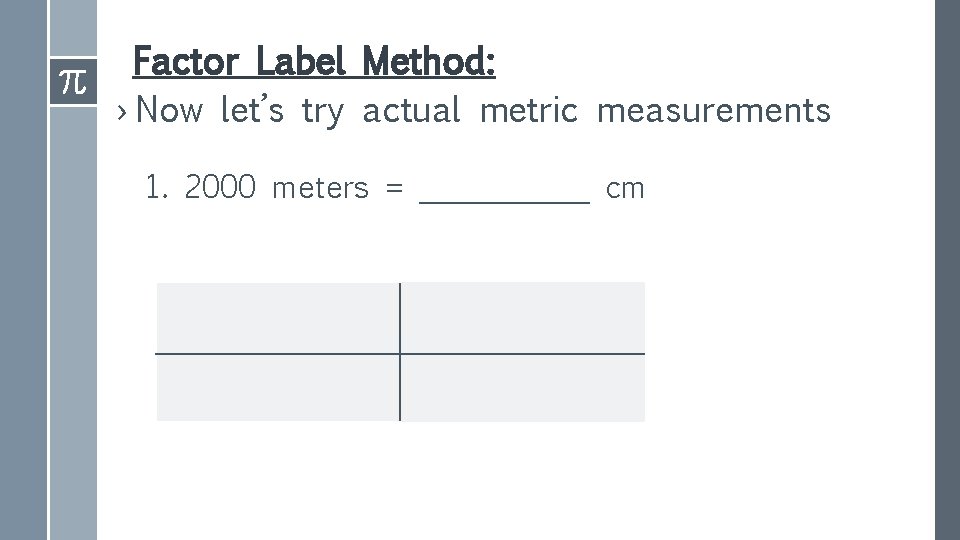 Factor Label Method AUGUST 24 I Bell Work