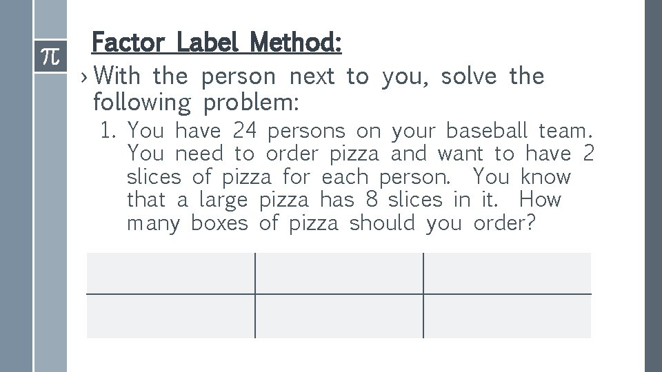 Factor Label Method AUGUST 24 I Bell Work